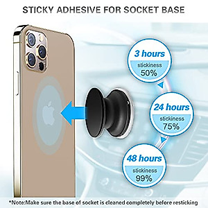 pop-tech 9 Pack Sticky Adhesive Replacement for Socket Mount Base, VHB 3M Sticker Pads for Phone Collapsible Grip & Stand Back - 9pcs 35mm Double Sided Tapes & 4pcs Alcohol Prep Pads