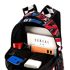 Speeding Racing Car With Checkered Flag Race Track Backpack Students Shoulder Bags Travel Bag College School Tote Backpacks