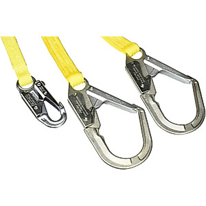 Miller by Honeywell 231WRS/6FTYL 6-Feet Manyard Shock-Absorbing Webbing Lanyard with Two Legged, 2-1/2-Inch Locking Rebar Hook, Yellow