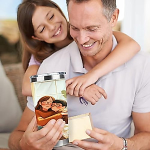 FOCIUZTA 20oz Warm Illustration Hugging Scene Tumbler with lid, Travel Coffee Cup, Ideal for Easter, Mother Day, and birthday gifts