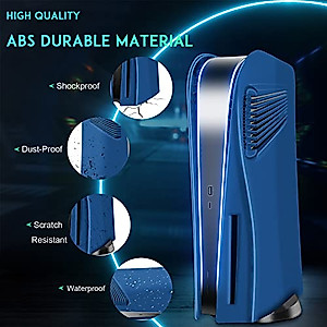 SIKEMAY PS5 Console Cover Plates for Disc Edition, Hard Shockproof Anti-Scratch Playstation 5 Console Replacement Faceplate, Protective PS5 ABS Shell with Fan Vents for PS5 Disc Edition - Navy Blue