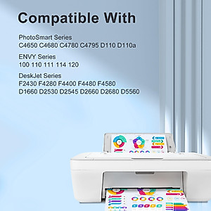 TEINO Remanufactured Ink Cartridge Replacement for HP 60 XL 60XL for PhotoSmart C4780 C4795 C4680 C4650 D110 D110a DeskJet F4480 F4280 F4580 D2530 D2545 Envy 100 Printer (Black, Tri-Color, 2-Pack)