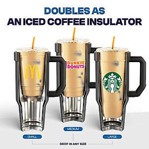 Frost Buddy Thicc Buddy - 40 oz Stainless Steel Vacuum Insulated Tumbler with Lid and Straw for Water - Travel Mug Cupholder Friendly - Gifts for Women Men Him Her (Black)