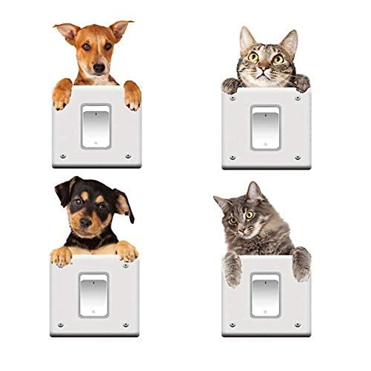 Removable Switch Sticker, 8 Cats and Dogs Lovely Wall Sticker, Light Switch Decor Decals, Family DIY Decor Art Stickers Home Decor Wall Art for Kids Bedroom Office Decoration(4 Styles)