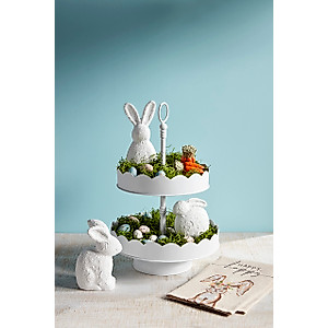 Mud Pie Scalloped Tiered Server, 18" x 11.25" dia, White