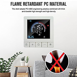 Floor Heating Thermostat, Intelligent Timing Touch Control Home Heating Controller LCD Display Programmable Low Power Consumption AC 90-240V for Hotel (Without WiFi)