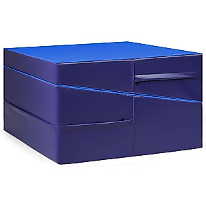 Giantex Incline Gymnastics Mat Wedge Folding and Non-Folding Gymnastics Gym Fitness Skill Shape Tumbling Mat for Kids Play Home Exercise Aerobics (Blue/Purple 60"X30"X14")