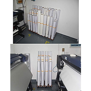 Vinyl Roll Storage Rack Holder Material Rolling Floor Rack - 16 Spindles, 2 Inch Core