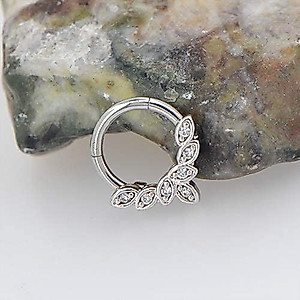 OUFER 16G 316L Stainless Steel Daith Earrings Hoop Cluster CZ Hinged Segment Clicker Daith Clicker Helix Ear Piercing