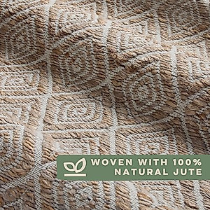 TOWN & COUNTRY TERRA Nalani Textured Diamond Hand-Knotted Flatwoven 100% Natural Jute Area Rug, Brown, 3'x5'