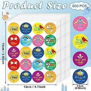 600 Pcs Christian Stickers for Kids Bible Verse Faith Jesus Stickers Religious Catholic Bible Stickers for Toddler Art Crafts for Kids Sunday School Party Supplies (Angel Style)