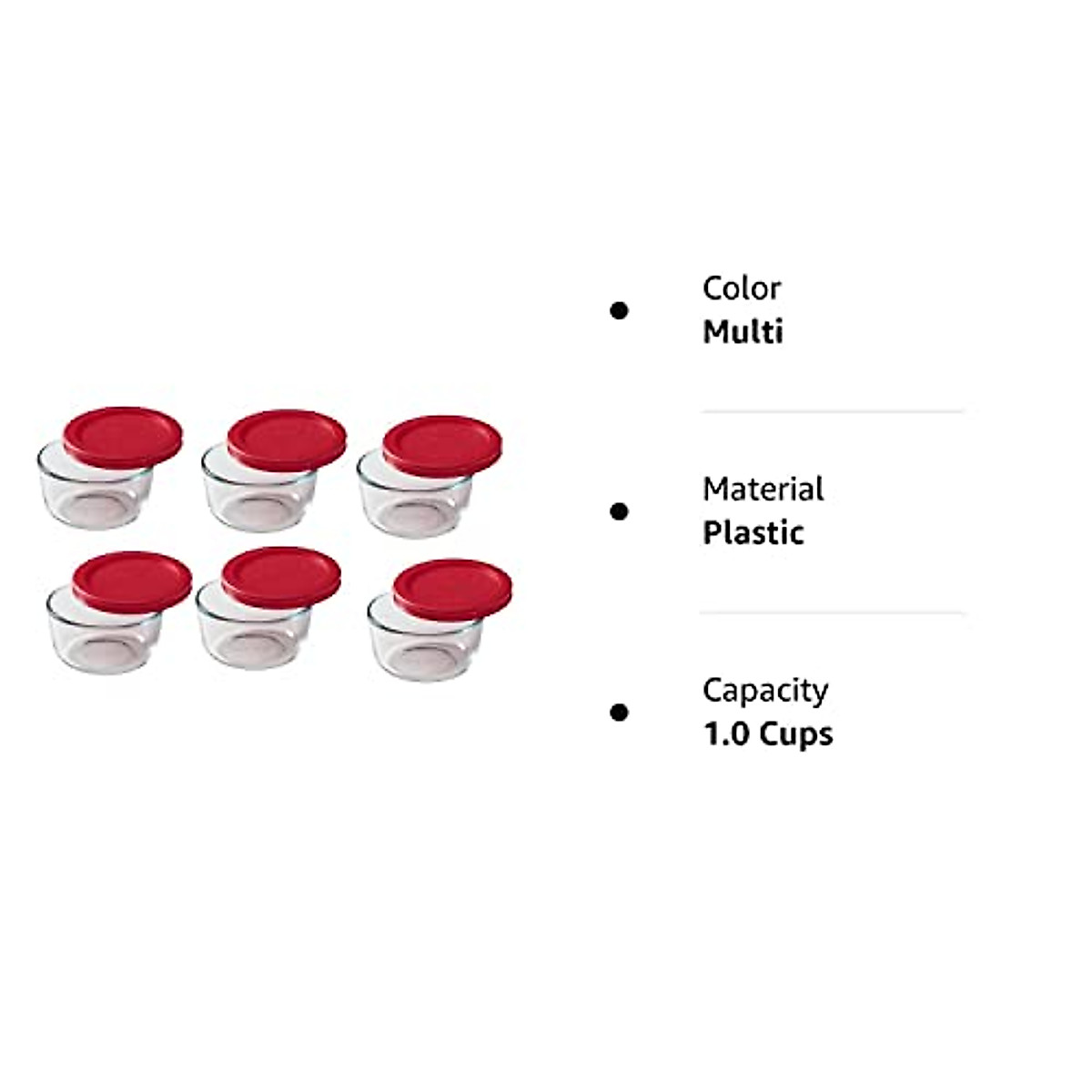Pyrex 1-cup Storage Containers (Pack of 6) - Total 12-Piece Value Pack