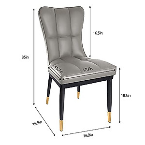 Bekrvio High-Back Faux Leather Dining Chairs Set of 2, Modern Sturdy Upholstered Accent Side Chair Deep Sponge Padded Seat with Metal Legs for Kitchen Dining Room Living Room Bedroom(Silver)