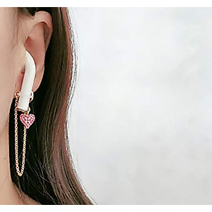 Pink Diamond Heart Airpod Earrings Anti Lost Earring Strap for Airpods Anti Lost Strap for Airpods Pro, Wireless Earhooks Earbuds Earphone Holder Connector, Compatible with Airpods 1&2&3/Pro