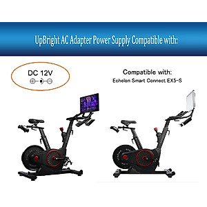 OEM UL Genuine Parts 12V AC/DC Adapter Compatible with Echelon Smart Connect EX5S ECHEX-5s EX-5s-10 EX5S-10 Indoor Cycling Exercise Bike Wahoo SUN-1200500 Fitness Shenzhen SOY 12VDC Power Cord Charger