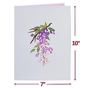 Paper Love 3D Wisteria Tree Pop Up Card, with Detachable Popup Keepsake, Gift For Birthday, Mothers Day, Get Well, Thank You, All Occasion or Just Because - Oversized 10" x 7" Cards - Includes Envelope And Note
