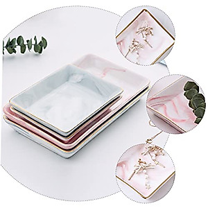NOLITOY 1pc Marble Storage Tray Necklace Ring Holder Porcelain Jewelry Trinket Tray Necklace Display Dish Trinket Dish Perfume Tray Desk Tray Jewelry Plate Decorate Earrings Miss Ceramics