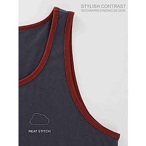 DESPLATO Men's Classic Slim Fit Breathable Active Workout Gym Muscle Sleeveless Shirts Tank Tops Khaki/Rusty XL