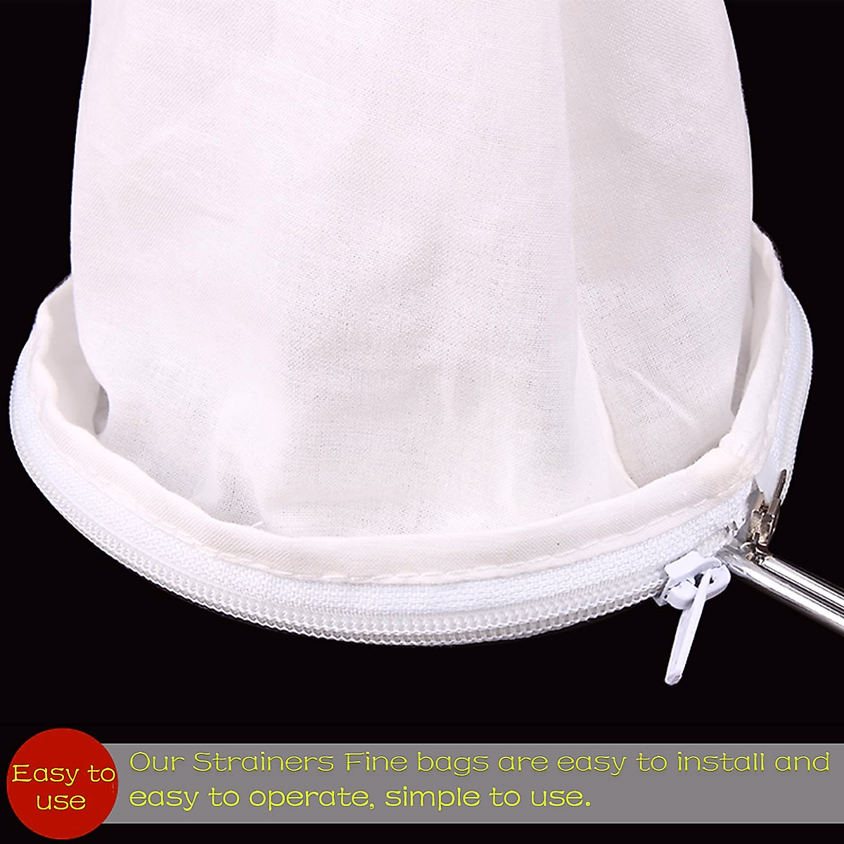 WMKGG Ultra Fine Reusable Filter Bags with Stainless Steel Handle for Nut Milk, Coffee, Milk, Butter, Juices and Fresh Cheese