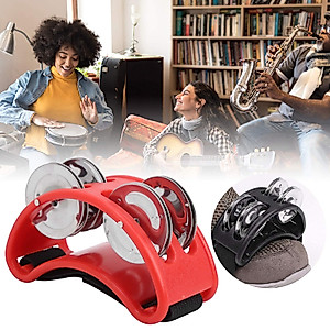 Tambourine Cajon Box Drum, Bearable Elliptical Cajon Box Drum, Crisp Easy To Take On and Off for KTV Band(red)