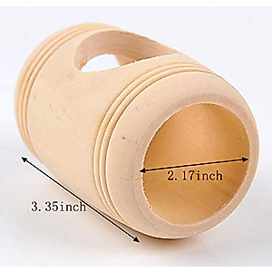 Wooden Hamster Chew House Tunnel Hut Hideout Molar Toy for Small Animal Dwarf Rat Mouse Gerbil Chinchilla Guinea Pig (House & Tunnel 2 Pack)