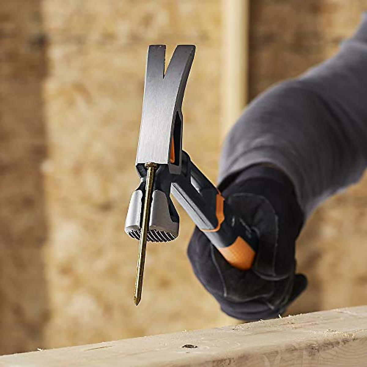 Fiskars IsoCore 22 oz Milled-Face Framing Claw Hammer, with Shock Reduction, 16 in