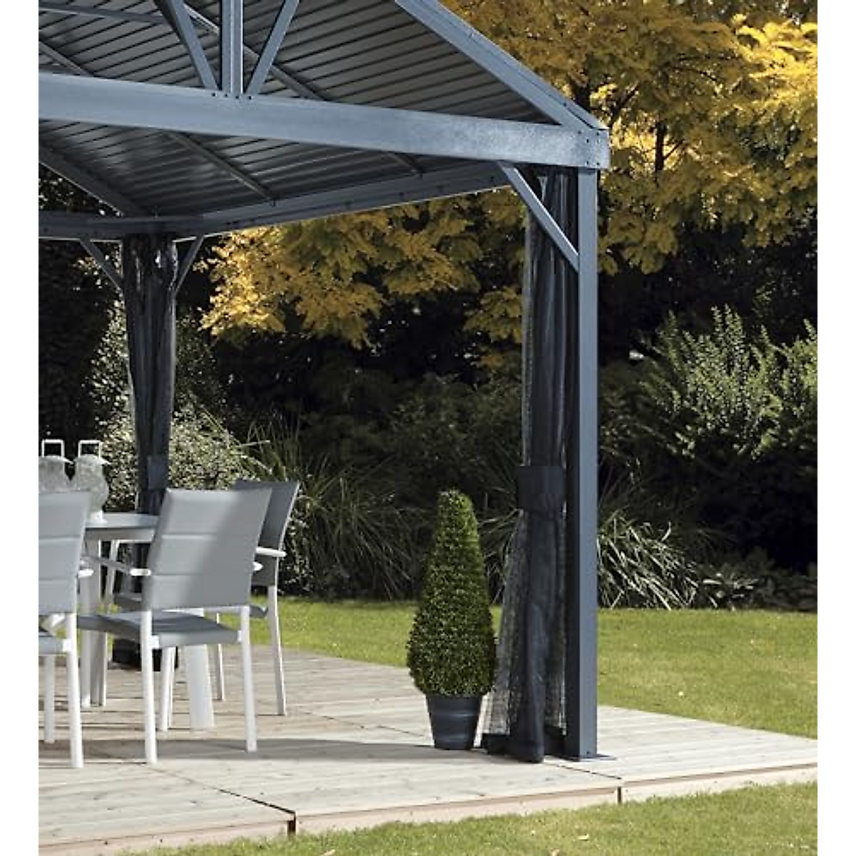 Sojag 8' x 8' Sanibel I Hardtop Gazebo Outdoor Weather-Resistant Aluminum Frame Sun Shelter Light Grey