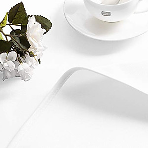 Hiasan White Round Tablecloth 60 Inch - Waterproof Stain Resistant Spillproof Polyester Fabric Table Cloth for Dining Room Kitchen Parties