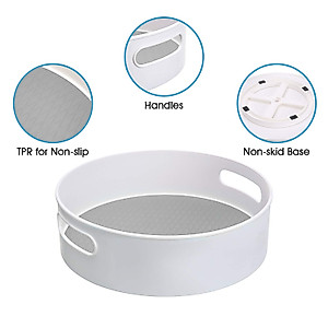 Jeko 2 Pack Plastic Lazy Susan Turntable Storage Container Non-Skid Lining Kitchen Spinning Cabinet Organizers, 9" & 12" Rotating Spice Organizer for Fridge, Pantry, Countertop, Vanity