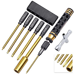 CrazyHobby Titanium Hexagon Screwdriver Allen Wrench Hex Nut Driver Phillips Bit RC Tool Kit for Multi-Axis FPV Racing Drone RC Quadcopter Car Modeling Robot