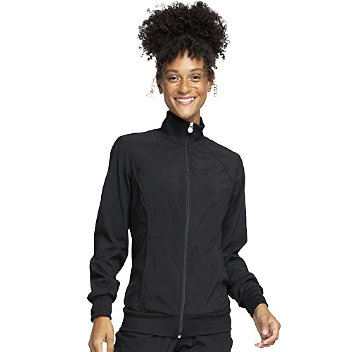 Cherokee Infinity Zip Front Scrub Jackets for Women, 4-Way Stretch Fabric 2391A, M, Black