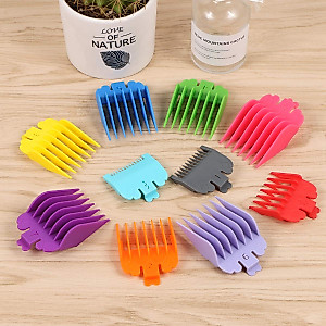 Harapu 10 Pcs Colorful Professional Hair Clipper Combs Guides 1/16” to 1”,Attachment Guide Combs Replacement Guards Set for WahI Clippers/Trimmers