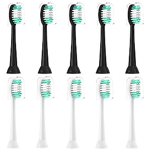 Replacement Toothbrush Heads Compatible with AquaSonic Black Series Electric Toothbrush 10 Pack Everystep,Not for AquaSonic Duo Series