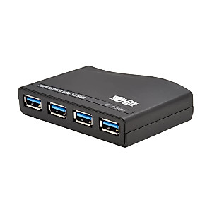 Tripp Lite 4-Port USB-A Mini Hub - USB 3.2 Gen 1, Up to 5 Gigabits per Second, Plug-and-Play No Software Needed, International Plug Adapters for UK, EU, & Australia - 1-Year Warranty (U360-004-R-INT)