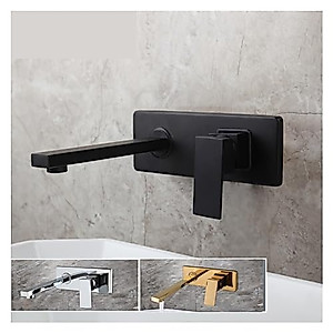 HOONWEAR Kitchen Tap Bathtub Faucet Hot Cold Waterfall Wall Mounted Water Tap, Black Chrome Bathroom Sink Faucet Mixer Taps (Color : Nero, Size : 1) Mixer Tap Faucet, CF001