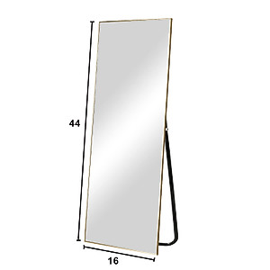 Natsukage Full Length Mirror Wall Mirror Full Length Mirror for Wall Hanging or Leaning Against Wall Dressing Mirror Body Mirror Aluminum Alloy Frame (44"x16", Gold)