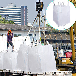 6 Pcs FIBC Bulk Bags 35" L x 35" W x 43" H, Holds Up To 3300 Lbs (SWL) Woven Polypropylene Sack for Dumpster, Feed Grain, Construction, Gravel, Waste Management, Sand Bags With 4 Lift Loops