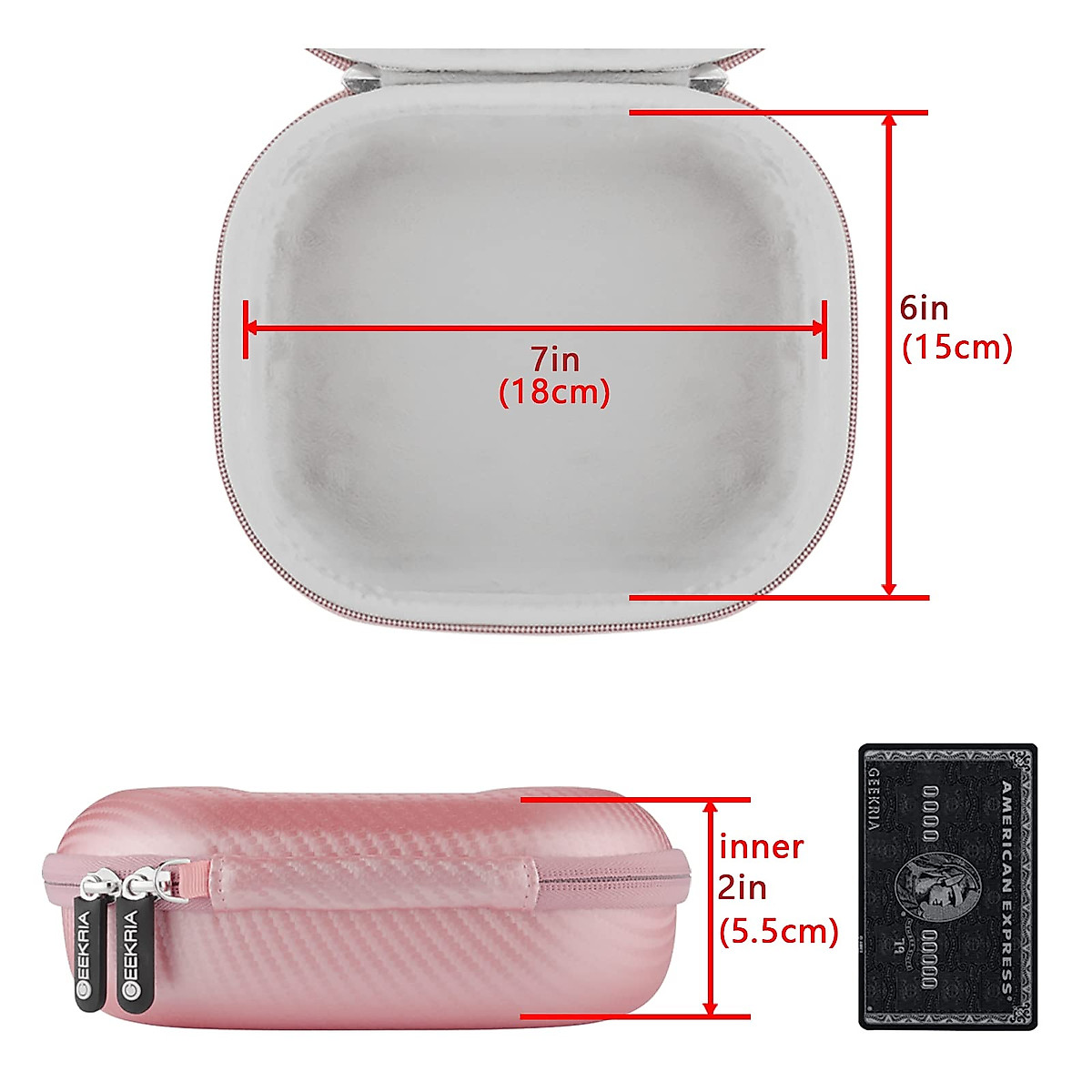 Geekria NOVA Headphones Case Compatible with Bose QC Ultra, QuietComfort 35 II, QC45, QC25, QCSE Case, Replacement Hard Shell Travel Carrying Bag with Cable Storage (Rose Gold)