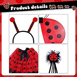 WILDPARTY Girl Ladybug Costume Set with Ladybug Wings, Tutu, Magic Wand, Headband Costume Set LadyBugDress-Suit-A made in China