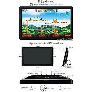 Waveshare 11.6inch IPS Capacitive Touch Screen LCD 1920×1080 HDMI Display with Toughened Glass Cover Compatible with Raspberry Pi Jetson Nano and BB Black Use as Computer Monitor