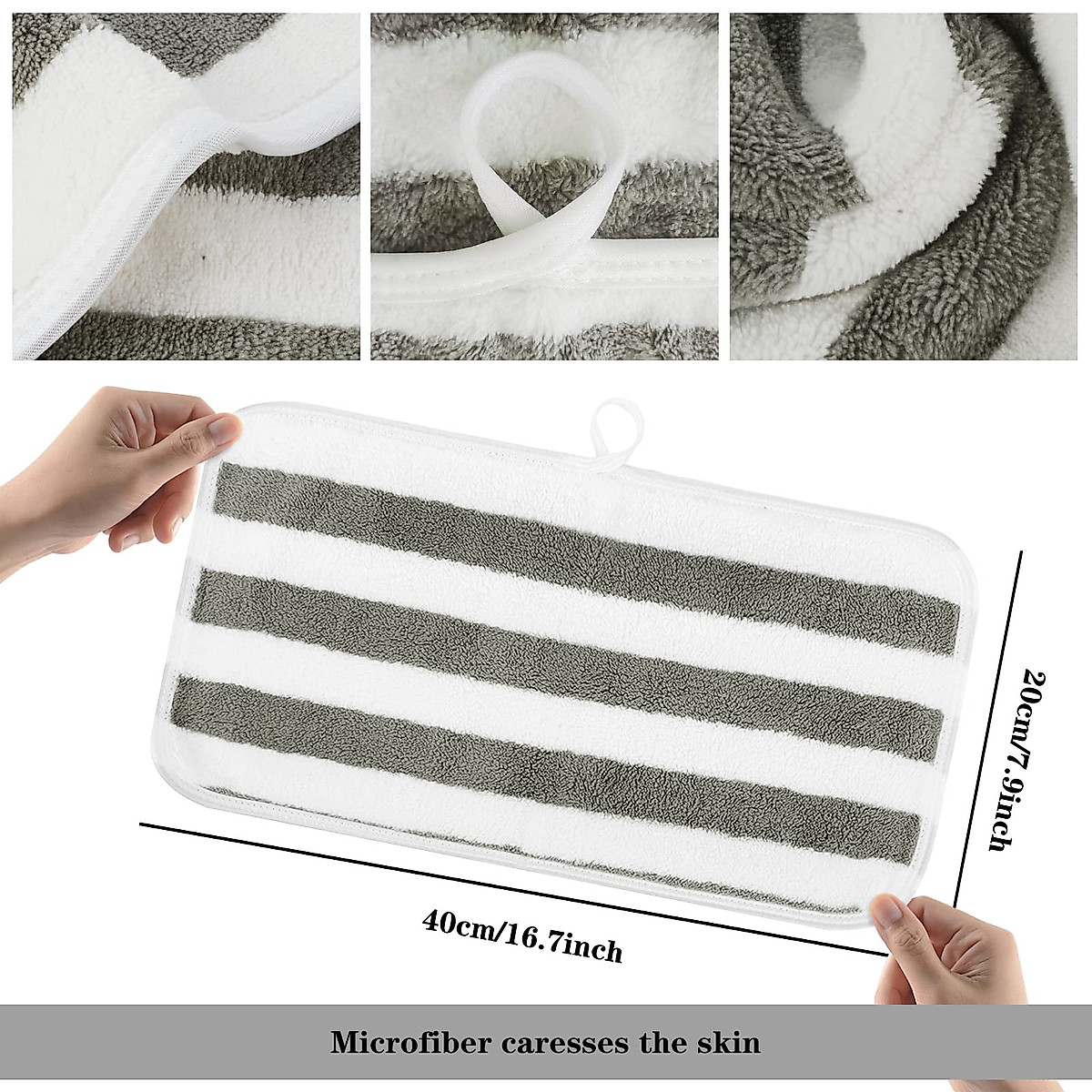 SUNLAND Microfiber Face Makeup Remover Cloths Reusable Facial Cleaning Towel Ultra Soft Washcloths 8inchx16inch，Grey Stripes 4 Pack