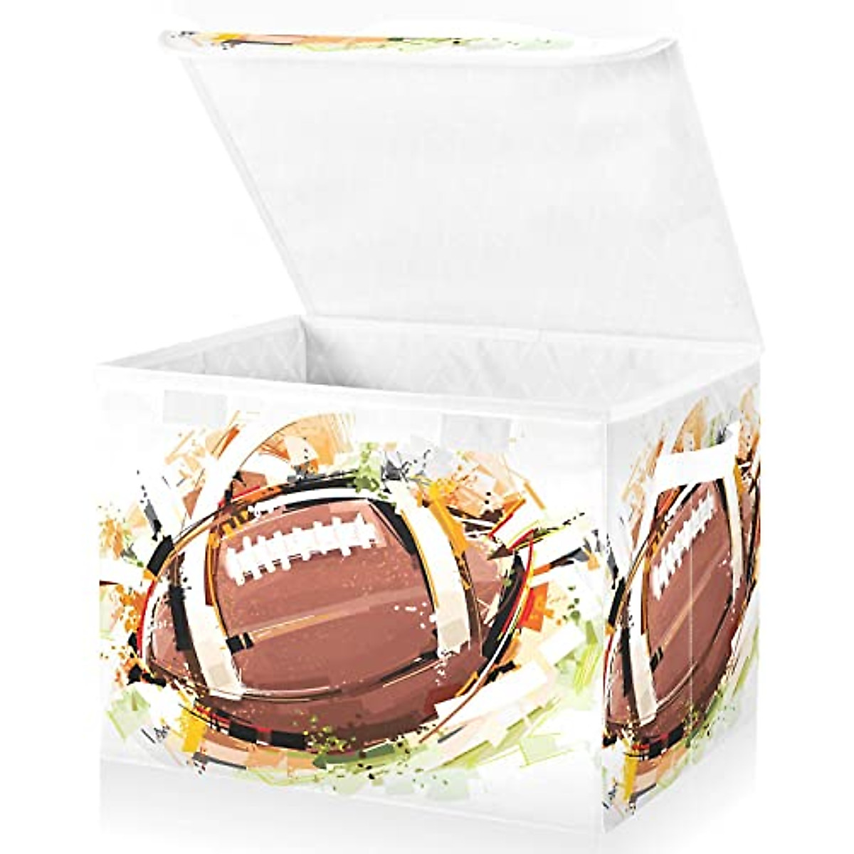 innewgogo Sketchy Football Storage Bins with Lids for Organizing Storage Basket with Handles Oxford Cloth Storage Cube Box for Car
