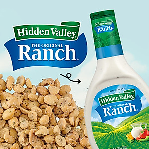 Snak Club Peanuts with Hidden Valley Ranch Seasoning, Roasted Nuts, Gluten-Free and Kosher Snack, 4.5 oz Resealable Bags, 6 Pack