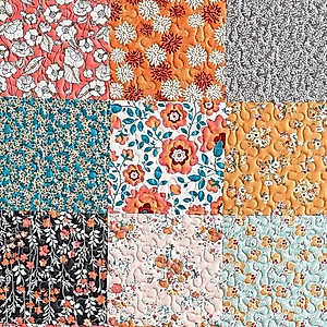 Greenland Home Carlie Modern Floral Reversible Quilt Set, 3-Piece King, Calico Patches