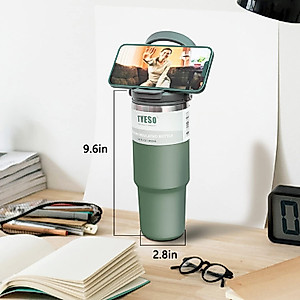 ZHZHLED 30 oz Tumbler with Handle, Vacuum Insulated Water Bottle with 2-in-1 Lid and Straw, Double Wall Stainless Steel Coffee Cup Travel Mug Leak Proof Flip, Cold for 12 Hours Iced for 24 Hours