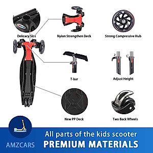 Kick Scooter for Kids, 3 Wheels Toddlers Scooter for 6 Years Old Boys Girls Learn to Steer, Adjustable Height, Extra-Wide Deck, Flashing Wheels for Children Gifts