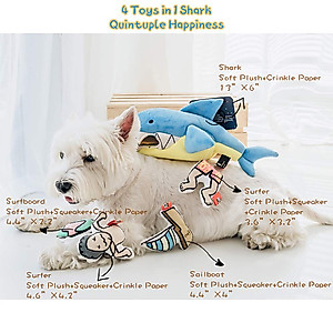 Upgraded Hide and Seek Interactive Plush Dog Toy, Durable Squeaky Crinkle Puzzle Sniffing Type Toys for Small Medium Large Dogs, 4 Toys in 1 Big Toy (Shark 13'')