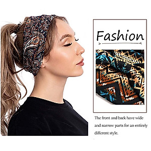 Aceorna Boho Bandeau Headbands Wide Knot Hair Band Stretch Turban Head Wraps Fashion Hair Accessories for Women 3 Pcs (Retro)