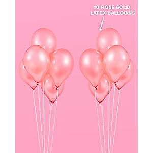 xo, Fetti Bachelorette Party Decorations - Miss to Mrs Balloon Kit - Rose Gold - 16" MISS TO MRS Foil Balloons + 10 Rose Gold Latex Balloons - Bridal Shower