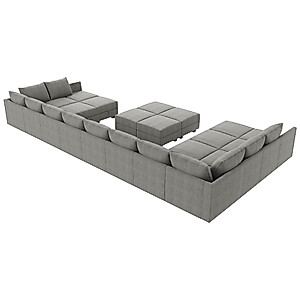 HONBAY Oversized Modular Sofa Couch with Ottoman U Shape Sectional Couch with Chaise Large Sleeper Modular Sectional Sofa with Storage Seats, Grey
